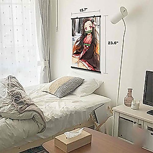 Toomilki Demon Nezuko Scroll Hanging Poster Wall Art Decor Waterproof Cloth, 15.7inx23.6in
