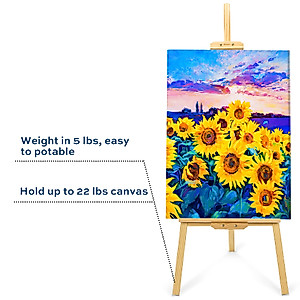Finenolo Wooden Painting Easel, Adjustable Stand Easel for Canvas Wedding Signs, Holds up to 48", Art Easel for Adults Artist Beginners Students
