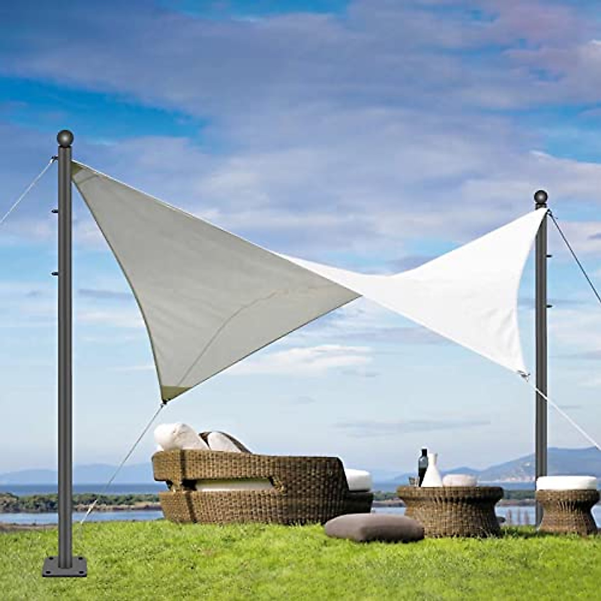 Sun Shade Sail Poles Can Be Used to Hang Shade Canvas, Holiday Lights, Canopy Awning, Flags Length After Assembly is 265 cm / 104.33 inch