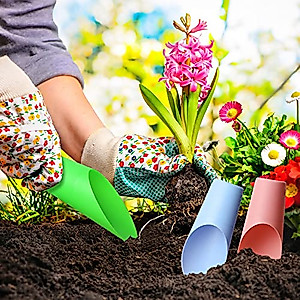 6 Pcs Bonsai Soil Scoops Plastic Garden Shovels Garden Tool Bucket Shovel Colorful Small Mini Potting Scoop for Plant Flower Succulent