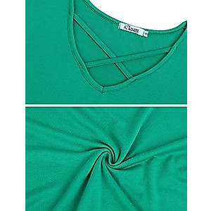 iClosam Women Christmas Letter Print Long Sleeve Tunic Shirts Criss Cross V-Neck Curved Hem Blouses Xmas Tops Sweatshirt Green L