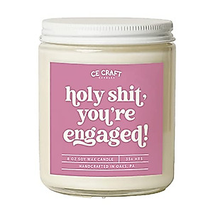 CE Craft - Holy Shit, You're Engaged Scented Candle - Gift for Engagement, New Bride, Gift for Newly Engaged Couple, Engagement Gift for Best Friend, Funny Engagement Gift (Champagne Toast)