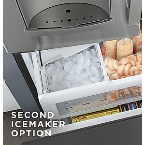 GE PROFILE PYE22KYNFS 36" Counter-Depth Bottom Freezer with French Door Twin Chill Evaporator Quick Space Shelf and LED Lighting in Fingerprint Resistant Stainless Steel