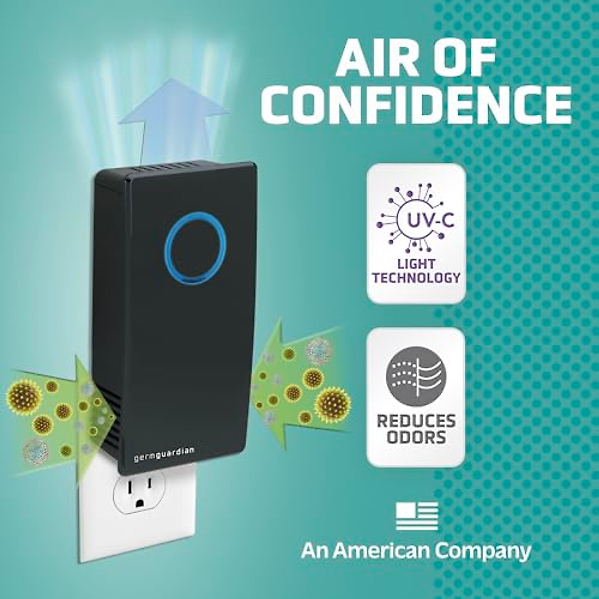 GermGuardian Elite Pluggable UV Sanitizer and Odor Reducer, Black Onyx (GG1100B)