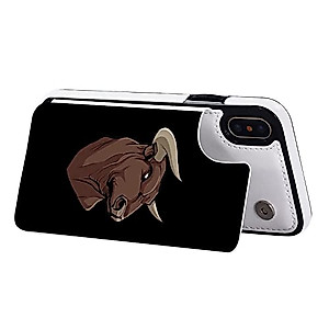 Elegant Bull Head Wallet Phone Cases Fashion Leather Design Protective Shell Shockproof Cover Compatible with iPhone X/XS