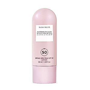 Glow Recipe Watermelon Glow SPF 50 Mineral Sunscreen - With Niacinamide, Hyaluronic Acid & Aloe Vera for Even Skin Tone - Lightweight Broad Spectrum