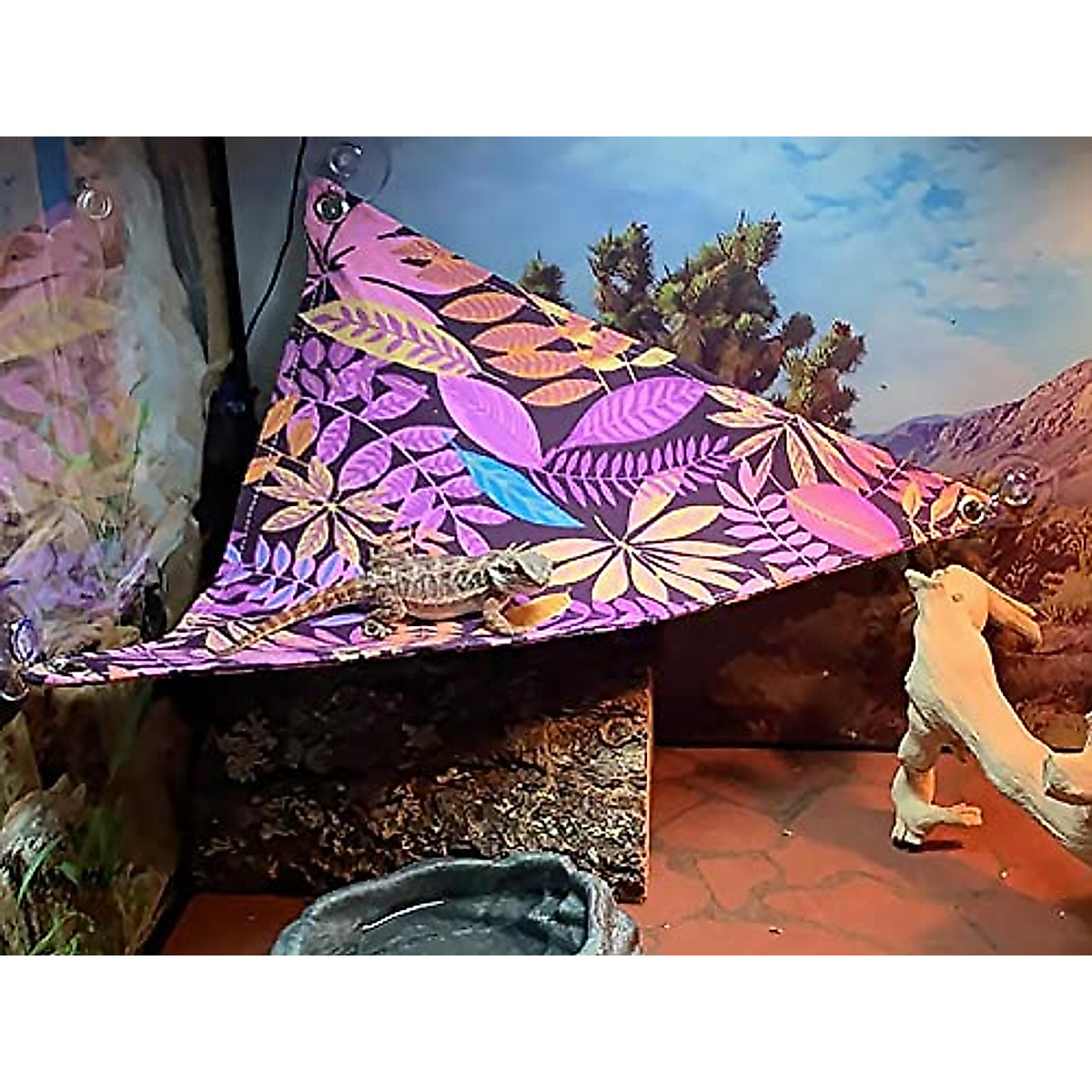 Bearded Dragon Hammock, Bearded Dragon Bed Lizard Lounger Soft Canvas Reptile Hammock for Reptile Habitat Lizard Reptile Tank Accessories (Purple, 15.7 ''x 15.7'' x 19.8'')
