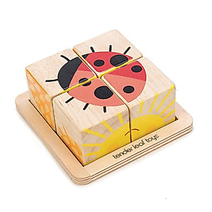 Tender Leaf Toys - Baby Blocks - 5 Pieces My First Wooden Jigsaw Puzzle with Storage Tray for Toddlers 18M+