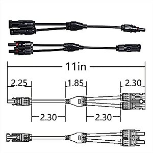 Kimystam Solar Connectors Splitter with Wire IP67 Waterproof Y Branch Parallel Adapter Cable Wire Plug Tool Kit for Solar Panel Parallel Connection 1 Pair MMF+FFM…