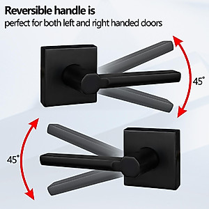 NEWBANG (5Pack) Hall/Closet Lever Handle Lock in Aged Matt Black- Door Lock Handle in Matt Black for Passage Door,HD1601-DB-PS-5P