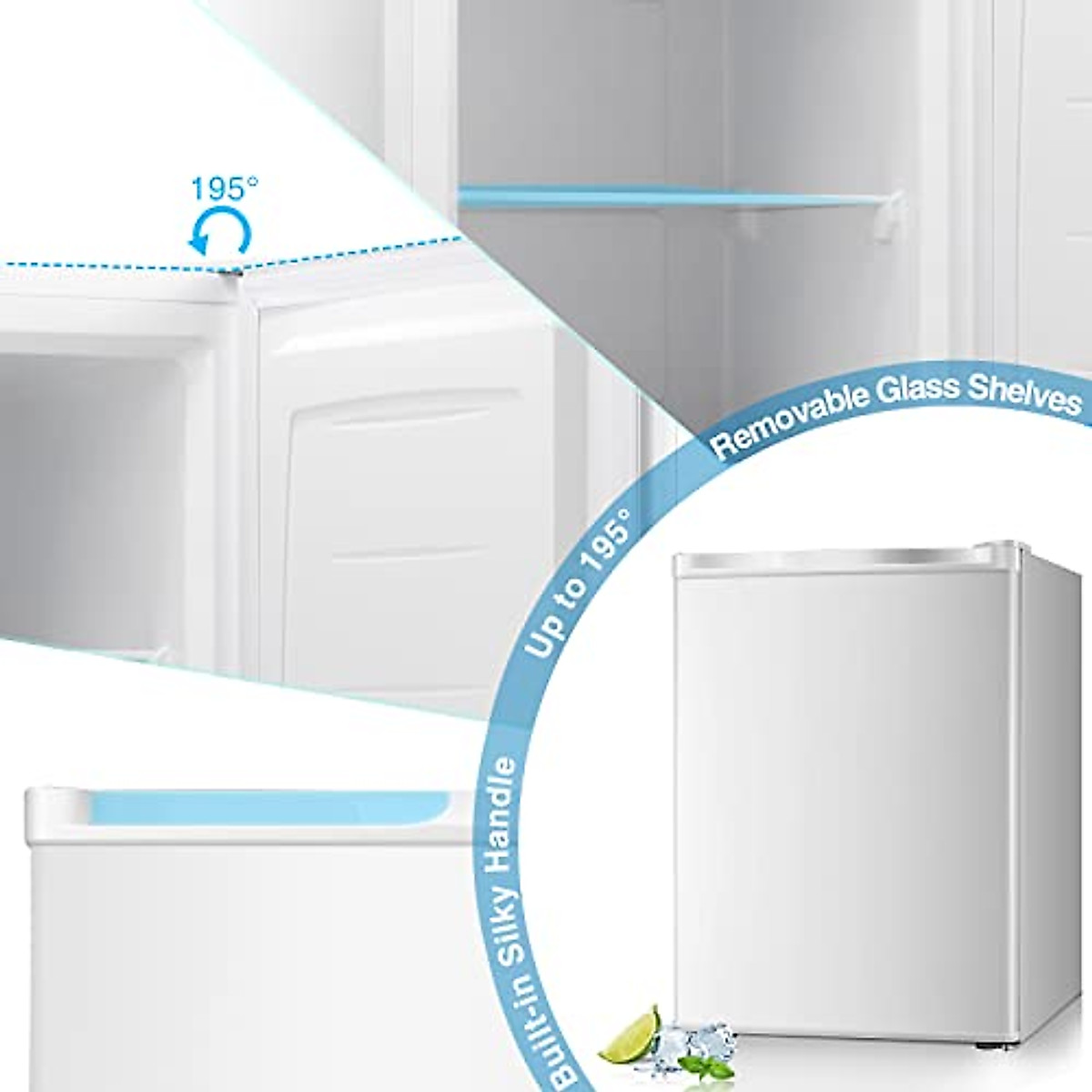 R.W.FLAME Mini Freezer Countertop, 2.1 Cu.Ft Energy Saving Upright Freezer, Small Freezer with Reversible Single Door for Home/Dorms/Apartment/Office (White)