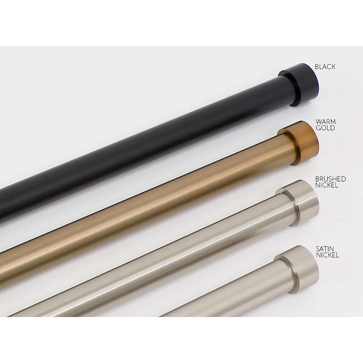 Ivilon Drapery Window Curtain Rod - End Cap Style Design 1 Inch Pole. 48 to 86 Inch Color Warm Gold