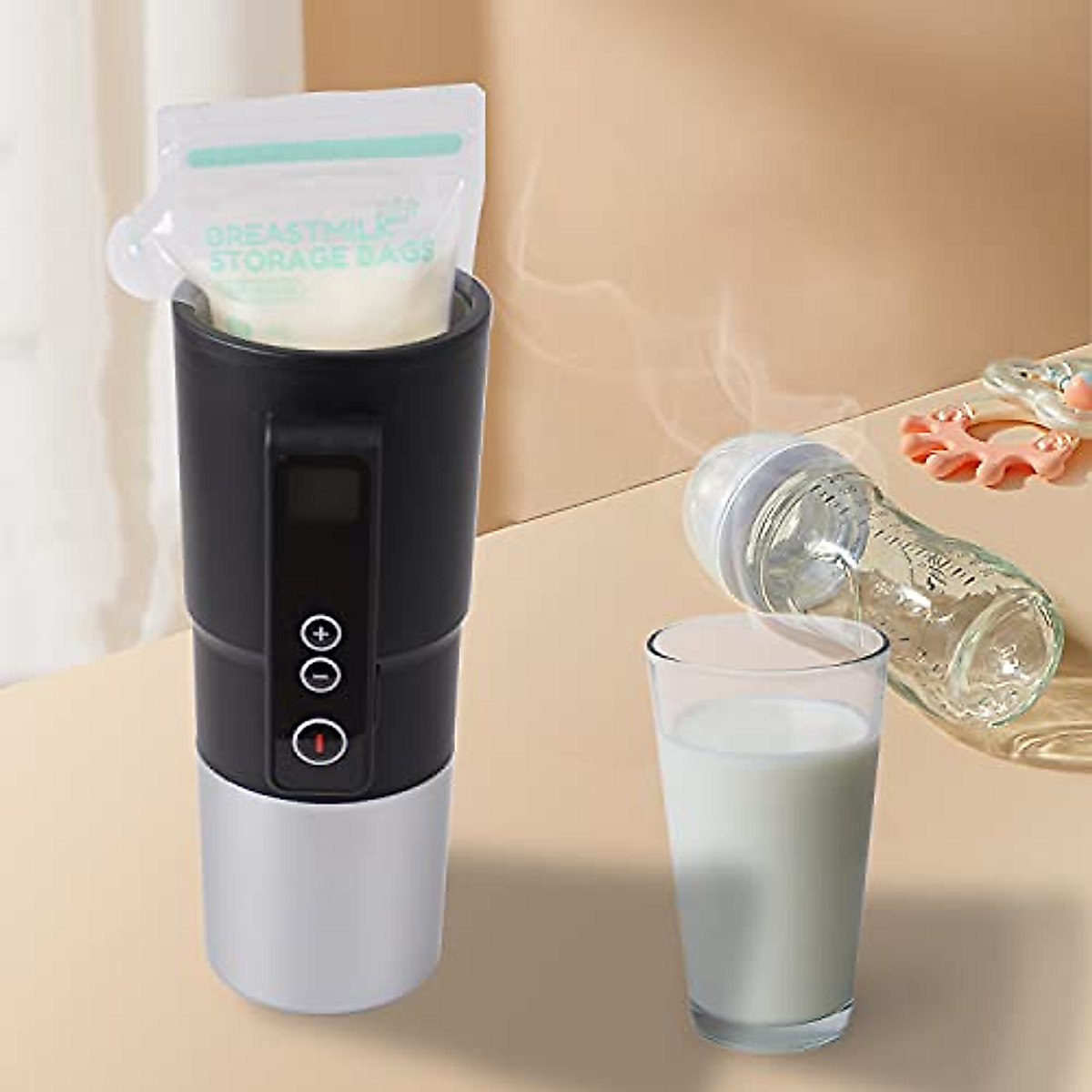 12V Baby Bottle Warmer Car Bottle Warmer for Breastmilk Bottle Heater for Babies Smart Temperature Control Mug for Coffee/Tea/Beverage/Milk and Hot Chocolate (Black)