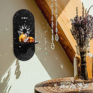 Tatuo 6 Pcs Small Crystal Shelf Black Crystal Display Shelf Moon Phases Crystal Holder Pendulum Stand Witch Shelf Boho Essential Oil Shelf Wall Witch Candle Holder for Home Decor Wizard Witch Stuff