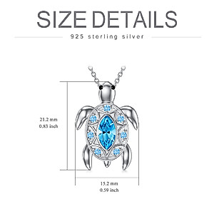 AOBOCO Sea Turtle Urn Necklace for Ashes 925 Sterling Silver Turtle Cremation Keepsake Necklace Memorial Jewelry for Women