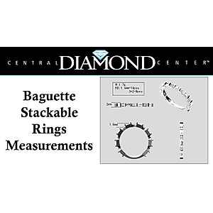 Central Diamond Center Stackable Ring Baguette Cut Platinum Plated Silver - Size 6 - Simulated Sapphire - Sept. Birthstone