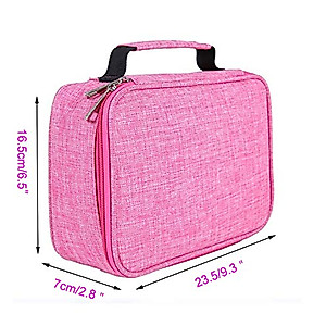 Becho Multifunction Zipper Pencil Case High Capacity Holder Pouch Pen Bag Colored Pencil Pen Box 72 Slots (Pink)