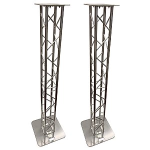 2 DJ Lighting 6.56 ft (2 Meter) Bolted Aluminum 8"x8" Truss Light Weight Dual Totem System. 100% Aluminum Bolt Style Trussing! 25 LB. Total Weight!
