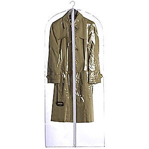 Clear Vinyl Garment Bag - Protect Your Clothing While Traveling and Dust Free While Hanging in Your Closet. These Garment Bags are Ideal for Coats, Suits, Dresses or Gowns - Set of 2 (24 X 54 Inches)