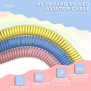 EPOMAKER AJAZZ Detachable Coiled Keyboard Cable Type C to USB-A with Aviation Connector for Mechanical Gaming Keyboard(Blue)