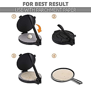 Cast Iron Tortilla Press, Heavy Duty Tortilla Maker, 10-inch Flour Tortilla Press with Foldable Handle,Taco press with Some Parchment Paper,10 Inch