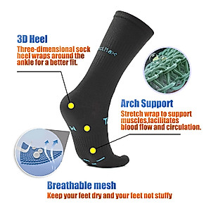 TikMox Calf Toe Socks, Five Finger Crew Running Socks for Men and Women, Cool-Max Moisture Control, Arch Support, High Elasticity & Comfort