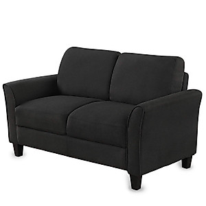 FIQHOME 53.7" Loveseat,Mid Century Modern Furniture Love Double Seat Sofa,Small Couch for Living Room,Bedroom,Apartment,Studio(Black)