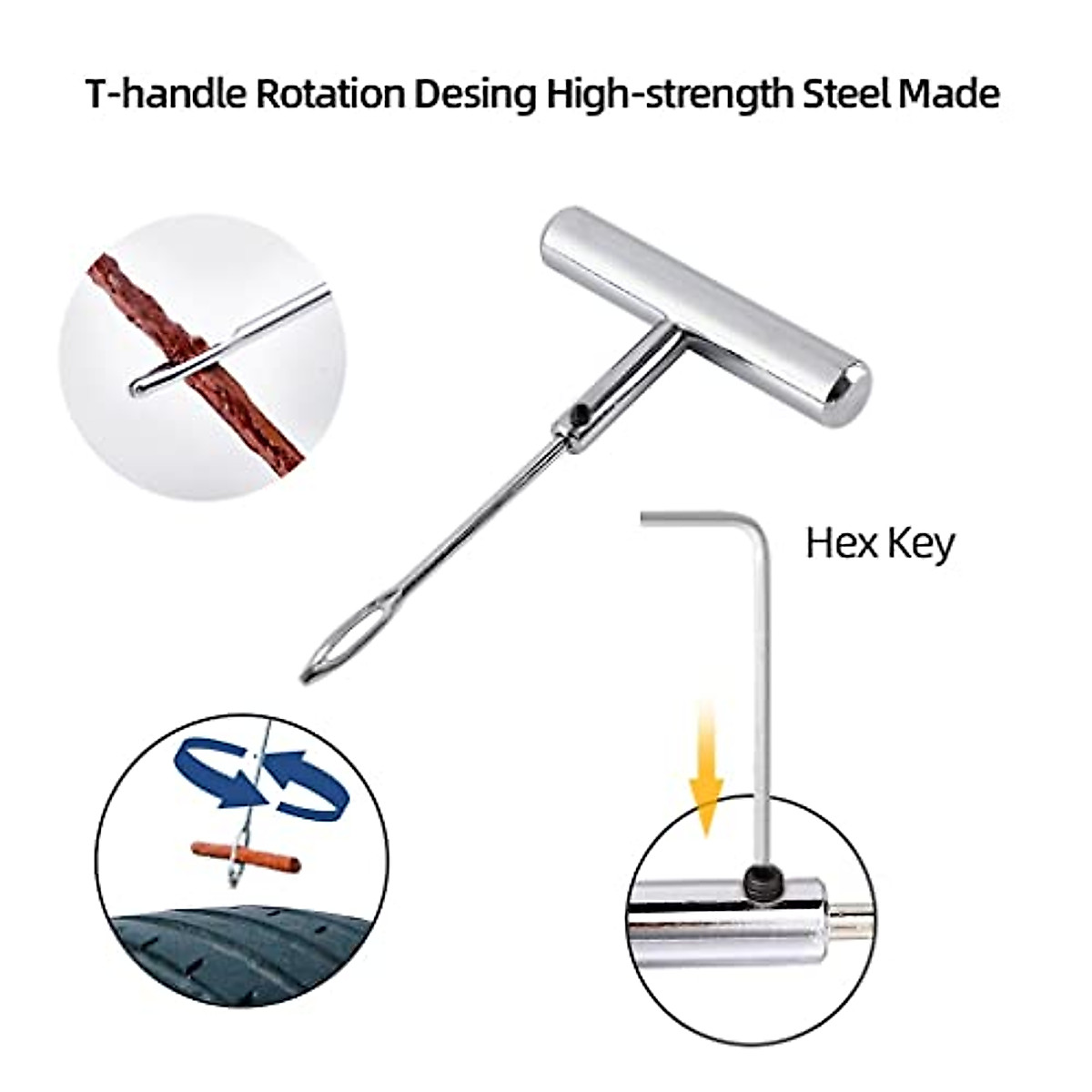 YÁSEZ Car Tubeless Tire Repair Kit Puncture Studding Garage Tools for Auto Bicycle Tyre with Storage Box