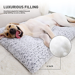 KSIIA Washable Dog Bed Deluxe Plush Dog Crate Beds Comfy Kennel Pad Anti-Slip Pet Sleeping Mat for Large, Jumbo, Medium, Small Dogs Breeds, 41" x 27", Gray