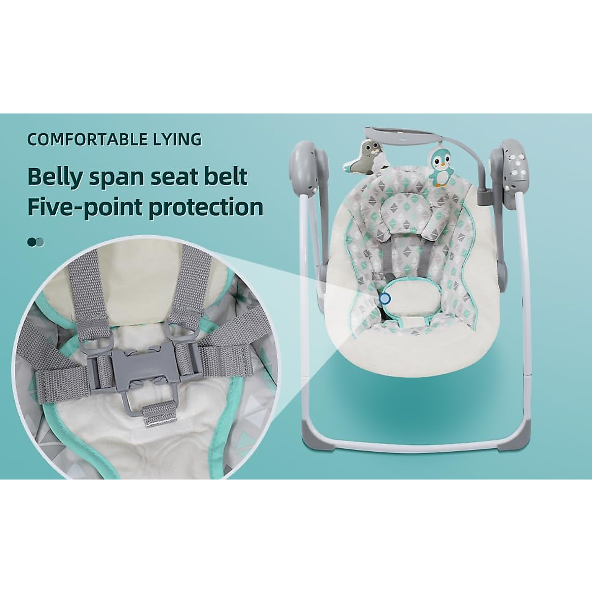 Vannetgo Comfort Portable Swing,Comfort Baby Rocking Chair with Soothing Music，Foldable,Bionic Design, Baby Rests Peacefully (WTY25122)