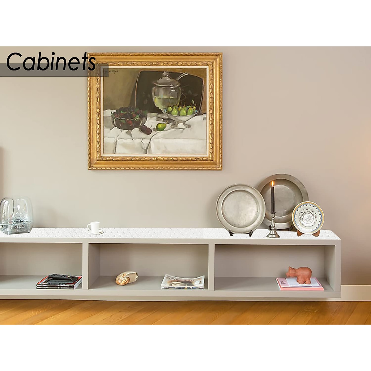 SMAYHO Shelf Liner, 17.7 Inch x 10 FT Non Adhesive Cabinet Liner, Washable & Durable Drawer Liner, Non-Slip Shelf Liners for Kitchen Cabinets, Shelves, Drawers, Refrigerators - White