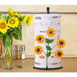 Sunflower Paper Towel Holder Countertop Upgrade Black Paper Towel Holder Stand Kitchen Paper Towels Holder Papertowel Holder Standing Paper Towel Holder Weighted Paper Towel Holder without Paper Towel