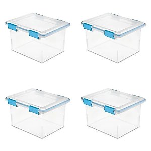 GROWTOCHOICE 32 Quart Gasket Box - Clear Base and Lid, Blue Aquarium (Set of 4) Blue-4.0 / United States