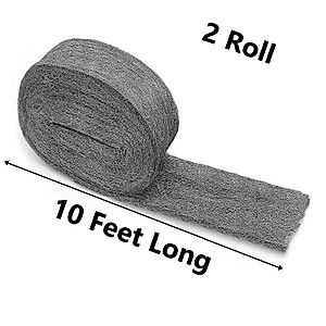 BLOSY Steel Wool 0000 Roll 20ft, Grade #0000 Fine, Multifunctional Fill Fabric DIY Kit, Block Holes Gaps, Finish, Polishing & Cleaning, 10ft x 2 Roll