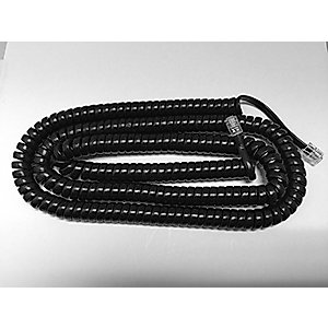 The VoIP Lounge 25 Foot Gloss Black Long Handset Receiver Curly Coil Cord for Landline Phone