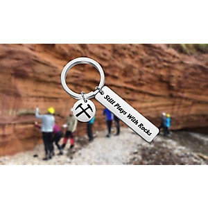 HOLLP Geology Jewelry Retirement Gift Still Plays with Rocks Keychain for Geologist (Still Plays With Rocks)
