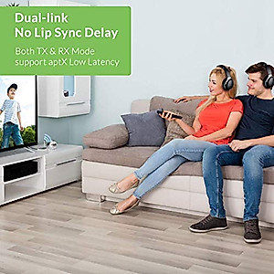 Avantree Oasis & Aria Pro - aptX Low Latency Bluetooth 5.0 Transmitter and Active Noise Cancelling Headphones for TV PC, Certified aptX HD for HiFi Music, Detachable Boom Mic for Clear Calls