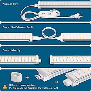 Barrina T5 Grow Light, 2FT 120W(4x30W, 800W Equivalent) Full Spectrum Grow Light with Timer, Color Changing LED Grow Lights for Indoor Plants, Linkable Hanging Plant Light for Indoor Growing, 4-Pack