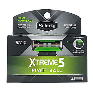 Premium Quality Xtreme 5 PivotBall Men's Razor Refills, 4 Count Box