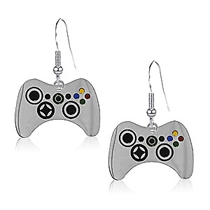 KVANU Unique 80s 90s Punk Stainless Steel Video Game Control Consoles Dangle Drop Earring for Women Men Her Game Enthusiast Game Lover Jewelry Gift (Style-3)