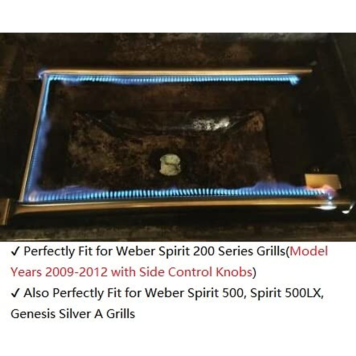 GasSaf Burner Tube Set Replacement for Weber 7507, Spirit S-200, S-210, E-200, E-210, Spirit 500, Spirit 500LX, Genesis Silver A Grill Parts, 27 inch 304 Stainless Steel Gas Grill Burner Tube Kit