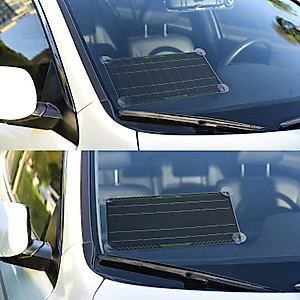 Topsolar 10 Watt 12 Volt Solar Trickle Charger 10W 12V Solar Panel Car Battery Charger Portable Solar Battery Maintainer for Car Motorcycle Boat Marine RV + Cigarette Lighter Plug Alligator Clip