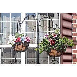 Ashman Metal Hanging Planter Basket with Coco Coir Liner Round Wire Plant Holder Chain Porch Decor Flower Pots Hanger Garden Decoration Indoor Outdoor Watering Hanging Baskets (4)