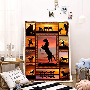 Horse Blanket Animal Print Throw Blanket Comfort Warmth Soft Cozy Blanket Fleece Blanket Couch Blanket Bed Throw TV Blanket Horse Lover (Throw - 50" x 60")
