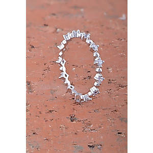 SILVERCLOSEOUT Rhodium Plated Sterling Silver Womans Cz Cubic Zirconia Thin Stacking Eternity Band Ring- Size 7