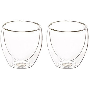 Bodum Pavina Glass, Double-Wall Insulated Glass, Clear, 2.5 Ounce, .08 Liter Each (Set of 2)