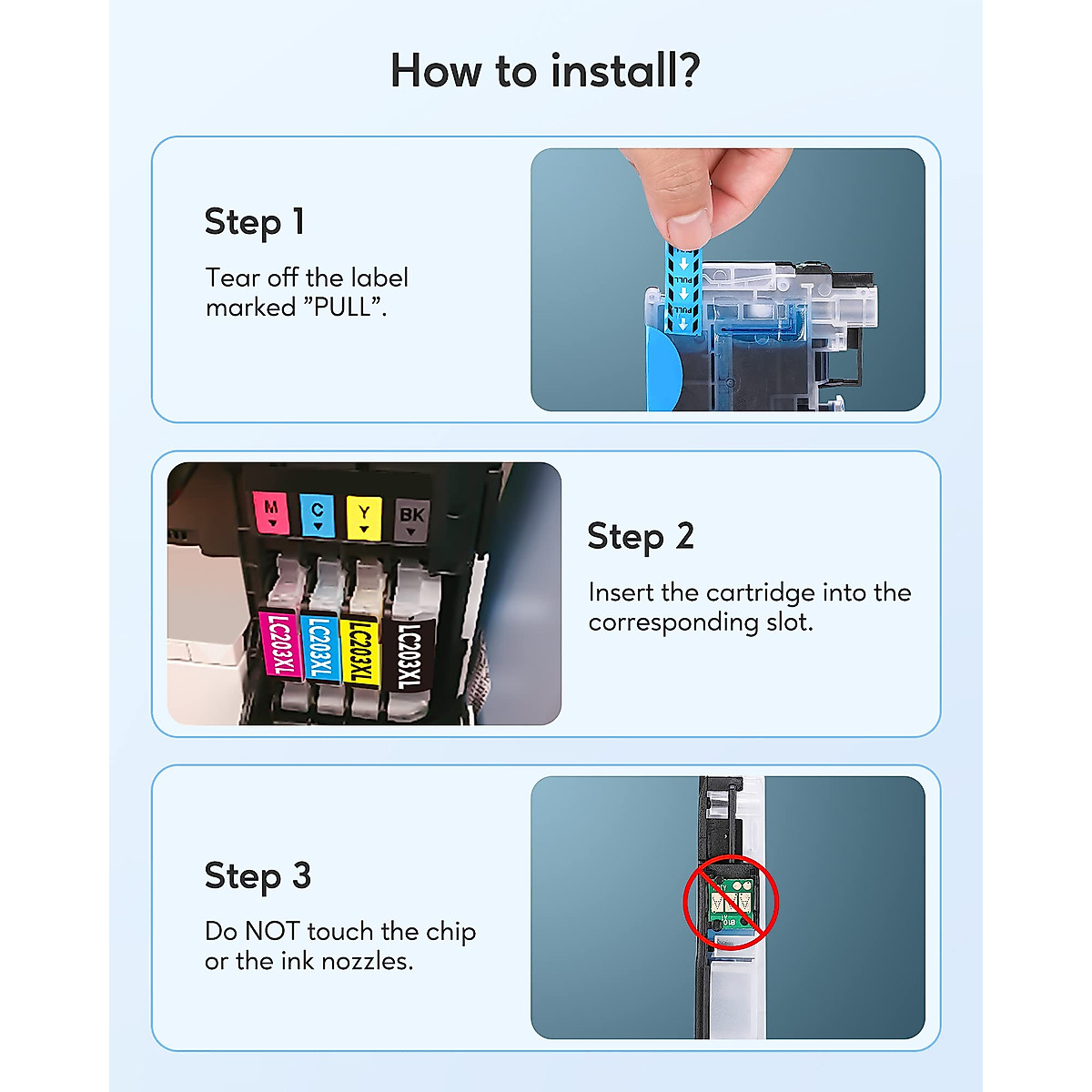 DAM aila Compatible Ink Cartridge Replacement for Brother LC203XL LC201XL LC203 LC201 to Use with MFC-J480DW MFC-J880DW MFC-J4420DW MFC-J680DW MFC-J885DW (2 Cyan, 2 Magenta, 2 Yellow, 6 Pack)