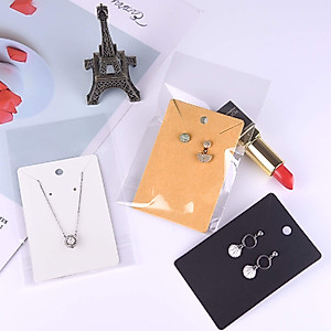 MIAHART 150 Set Earring Cards, Earring Display Cards with Self-Sealing Bags for Stud Earrings Dangle Earring Holder Card for Selling (White, Black, Kraft)