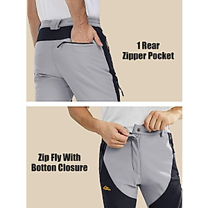 MAGCOMSEN Snow Pants Men Waterproof Pants Softshell Hiking Pants Mens Winter Pants Fleece Lined Pants Ski Pants Warm Pants Skiing Pants Snowboard Pants for Men Light Grey