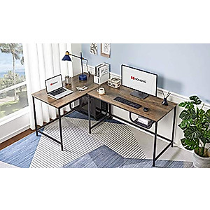 WOHOMO Computer Desk 47 Inch Easy Assembly Desk with Shelves Study Writing Table Simple Modern Home Office Desk, Walnut